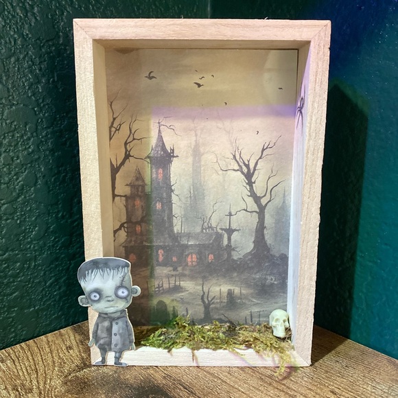 Handmade | Art | Gothic Castle Shadow Box With Figurine | Poshmark